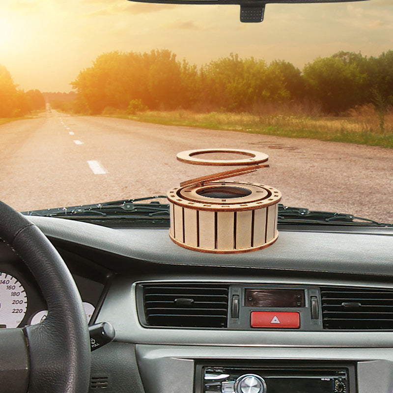 Solar Powered Rotating Double Ring Wooden Puzzle Toy – daybaodan